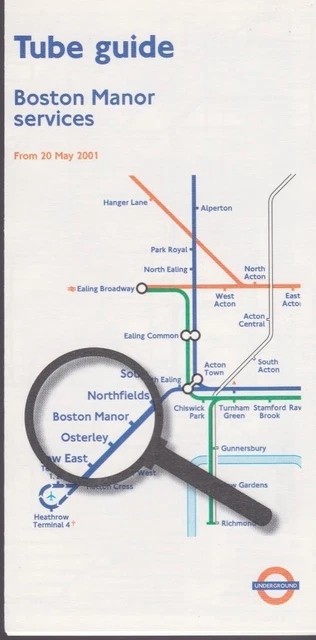 BOSTON MANOR LONDON Underground Tube Map MAY 2001 £3.00 - PicClick UK