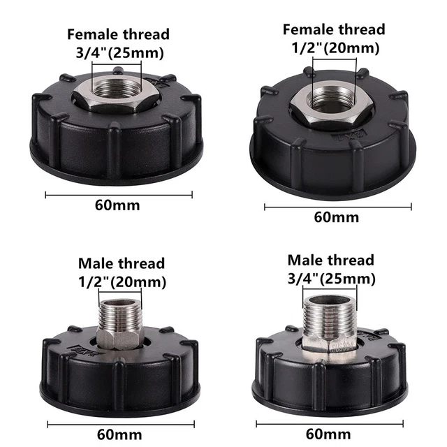 ADAPTATEUR CONNECTEUR DE réservoir IBC 60 mm fil grossier acier ...