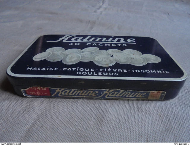 ANCIEN - BOITE en fer 30 cachets "KALMINE P. METADIER Tours FRANCE" EUR ...