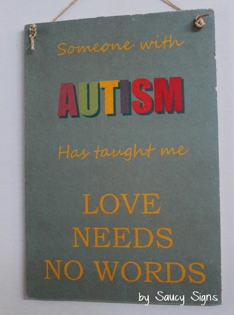 AUTISM LOVE NO Words Sign Daughter Son Children Kids Shabby Autistic ...