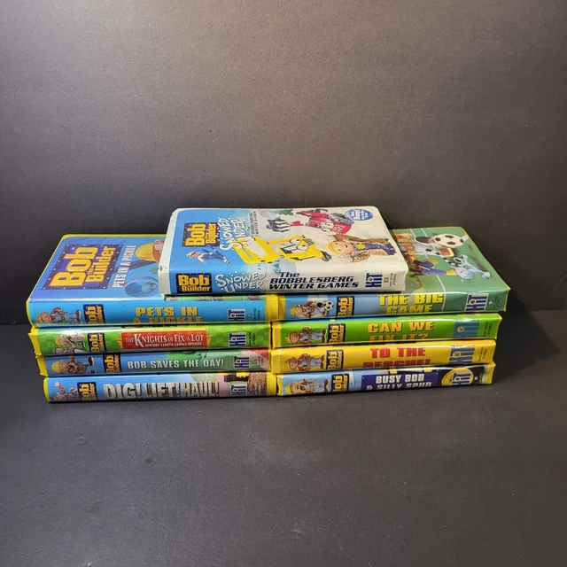 BOB THE BUILDER VHS tapes Mostly Yellow Clamshell Lot of Nine 9 Dig ...
