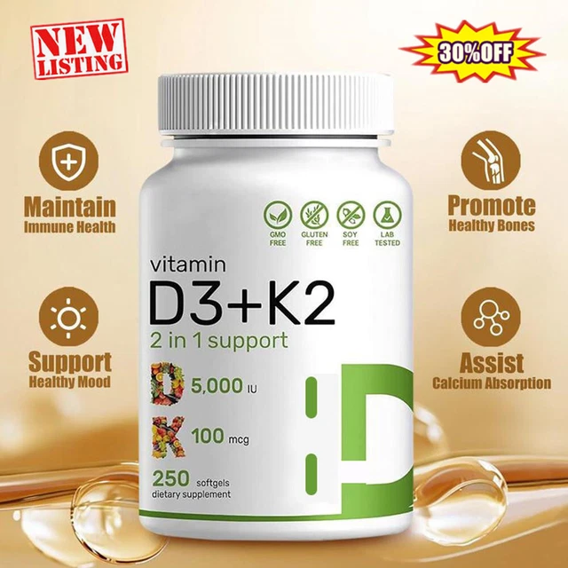 VITAMIN D3 WITH K2 D3 5000IU & K2 100mcg High Strength 120 Soft Capsules EUR 8,09 - PicClick DE