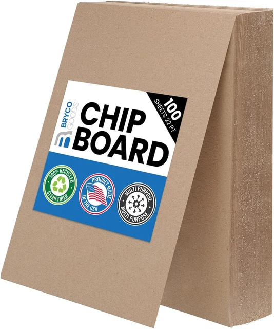 CHIPBOARD SHEETS 8.5& X 11" - 100 Sheets of 22 Point Chip Board for ...