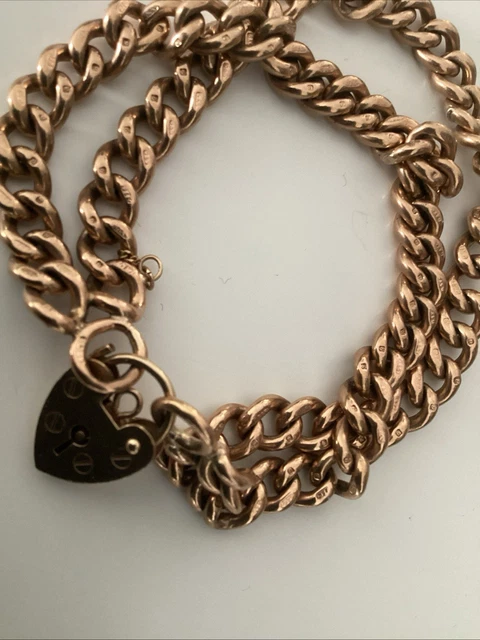 9CT YELLOW GOLD Double Chain With Hart Padlock Hallmarked £1,741.00 ...