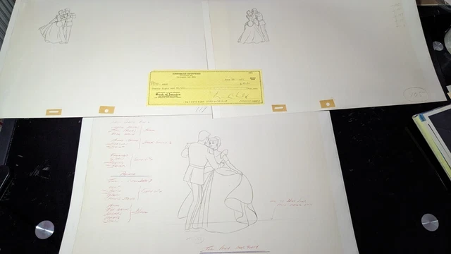 CINDERELLA ANIMATION CEL Art MODEL SHEETS Disney Production Art BILL ...