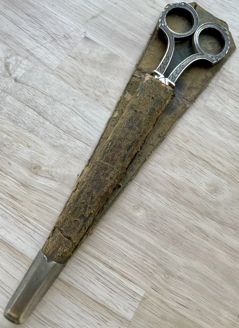 VINTAGE GERMAN SCISSORS La Cross SCHNEFEL BROS Precision Leather Sheath ...
