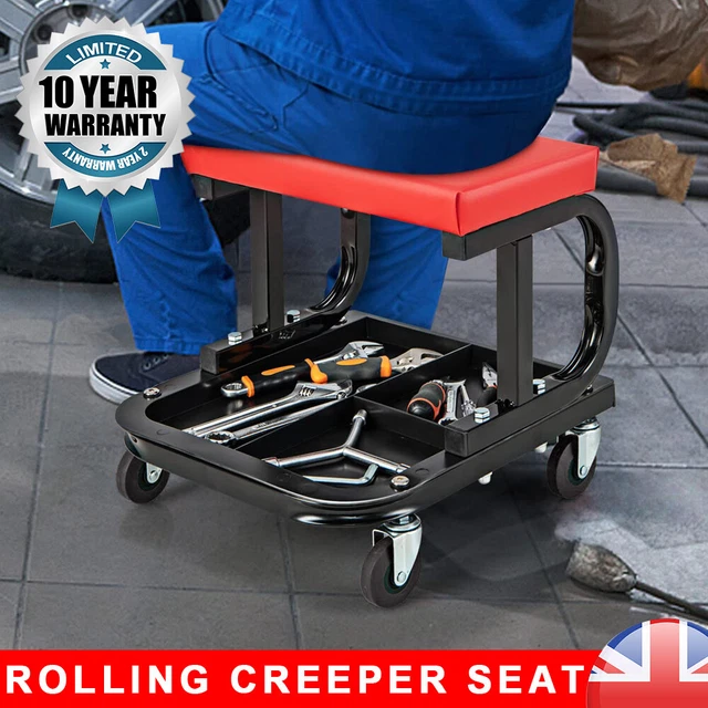 MECHANICS PADDED CREEPER Trolley Seat Car Garage Work Stool Swivel ...