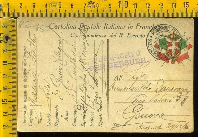 PRIMA GUERRA FRANCHIGIA Posta Militare 24 Armata x Genova pe 750 EUR 3,49 - PicClick FR
