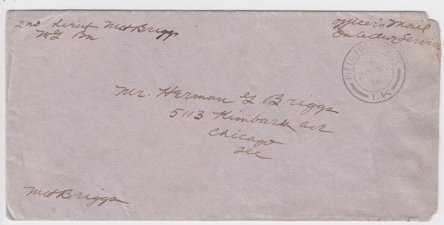 WW1 U.S. AEF Machine Gun Battalion Cover 1918 Officer FPO 1.K to ...