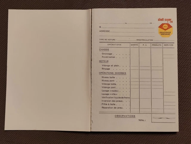 ANCIEN CARNET SHELL super 100 huile moteur graissage EUR 7,00 - PicClick FR
