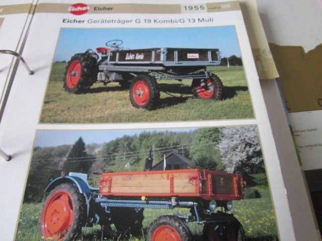 TRAKTOR EICHER GERÄTETRÄGER G 19 Kombi G 13 Multi 1955 Datenblatt 09 EUR 4,61 - PicClick DE