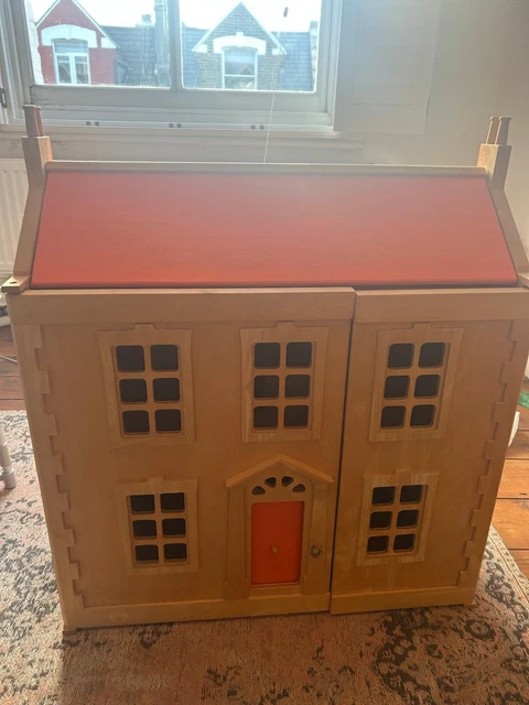 ORIGINAL PLAN TOYS dolls house - NATURAL WOOD - good condition £104.70 ...