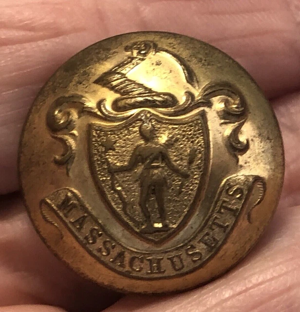 RARE MASSACHUSETTS STATE SEAL MILITIA CIVIL WAR UNIFORM COAT BUTTON ...