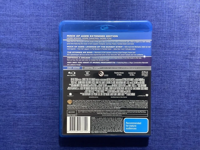 ROCK OF AGES (Blu-ray + Dvd + Digital Copy 2012) Tom Cruise Like New ...