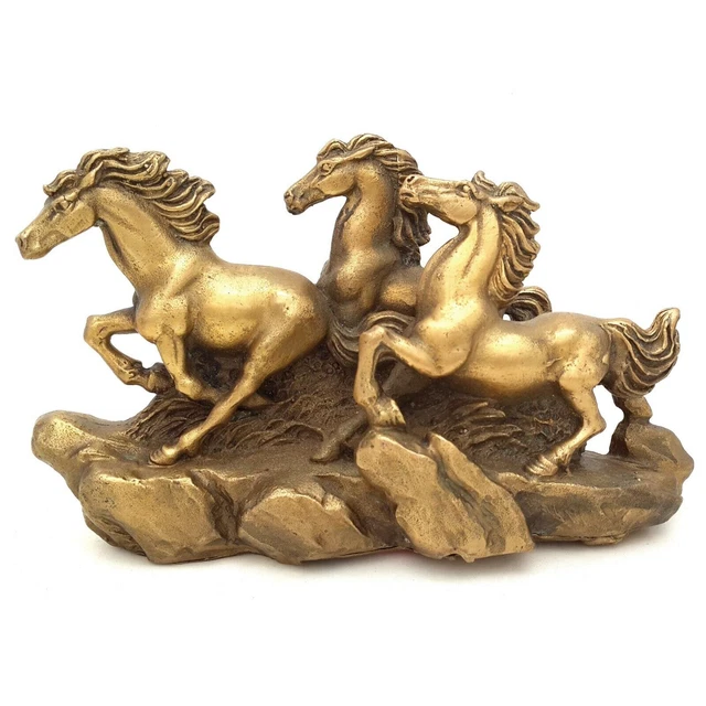 FIGURINE FENG SHUI de trois chevaux en bronze pour la victoire et la ...