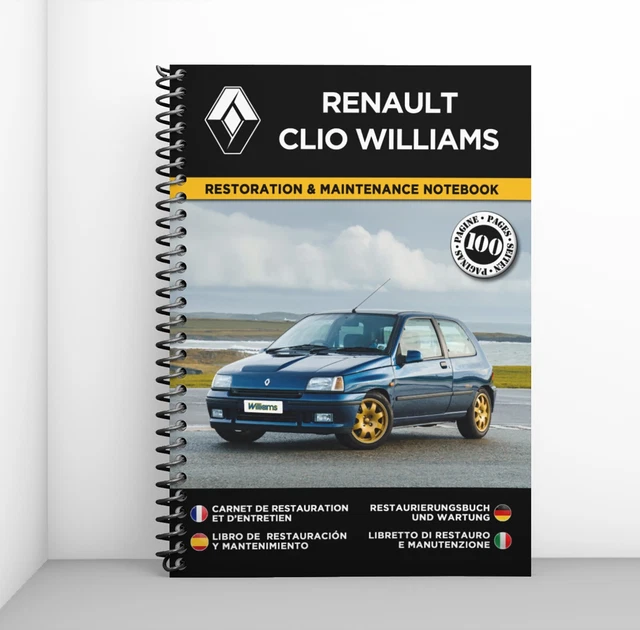 RENAULT CLIO WILLIAMS : Carnet Restauration & d'Entretien - Port Offert EUR 29,90 - PicClick FR