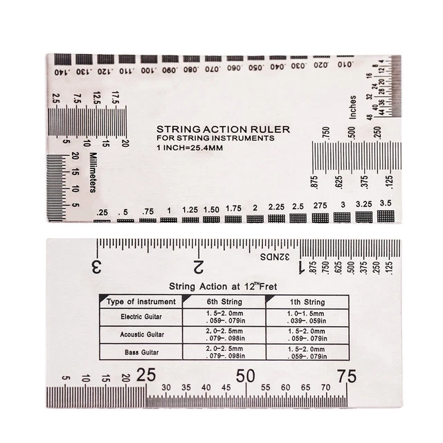 GUITAR STRING ACTION Gauge Ruler Luthier Tools Chrome Stainless Steel ...