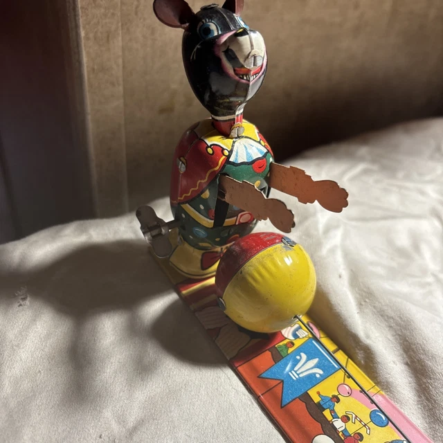 T.P.S. JAPANESE 1950’S Circus Mice Playing Ball Tin Litho Wind-Up Toy £ ...
