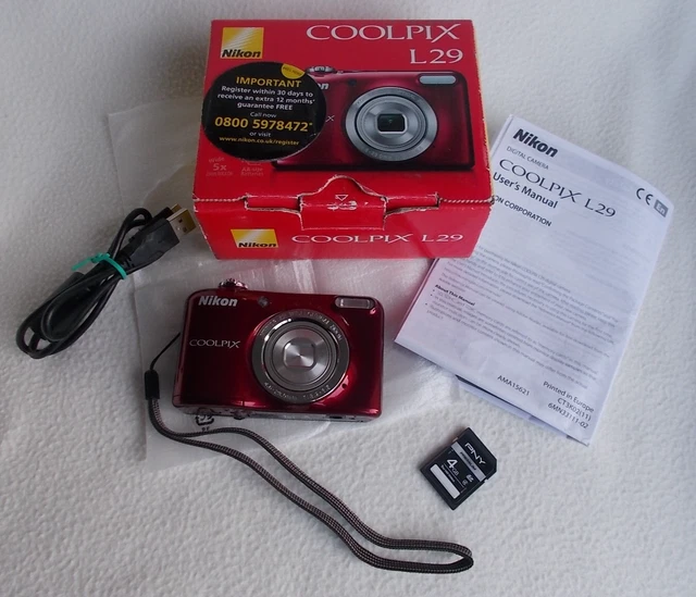 NIKON COOLPIX L29 RED 16.1MP Compact Digital Camera BOXED with ...