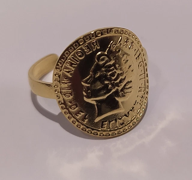 QUEEN ELIZABETH II Gold Signet Ring Coronation King Charles III UK ...