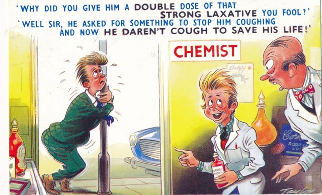 POSTCARD BAMFORTH COMIC Series #2430 Chemist Laxative Cough £3.00 ...