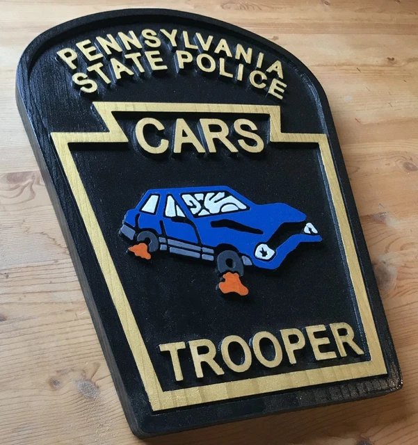 POLICE STATE TROOPER Cars 3D routed wood Patch Plaque Sign Custom £54. ...