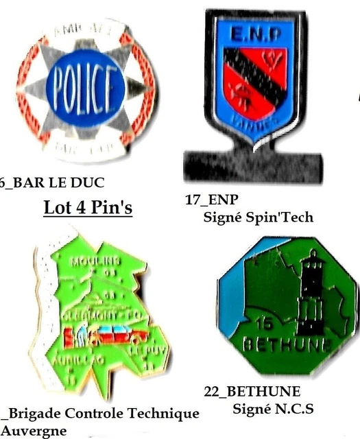 POLICE_ BAE LE Duc_Bethune_Vannes_Clermont Ferrand_ Lot 4 Pin's EUR 3 ...