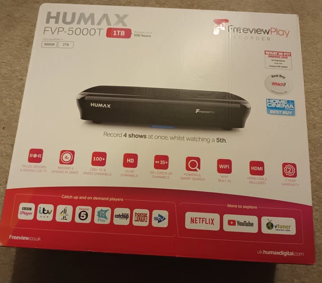 HUMAX FVP-5000T - 1TB - Black Freeview Play HD TV Recorder £250.00 ...
