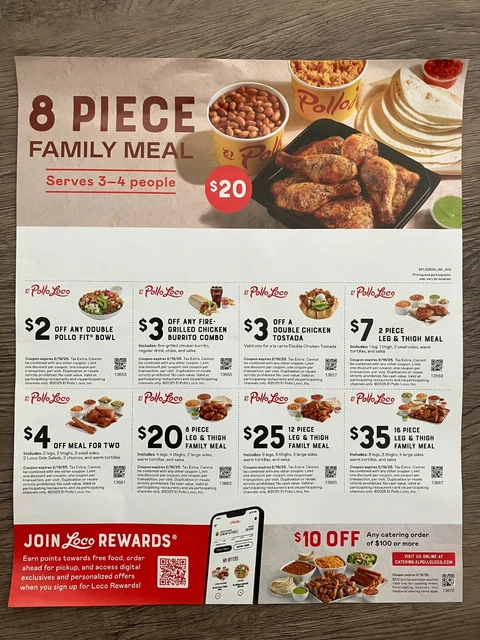 1 SHEET EL Pollo Loco Food Combo Coupons Exp. 2 19 2025 1.65 PicClick