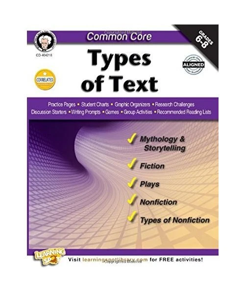 COMMON CORE: TYPES of Text, Linda Armstrong EUR 11,22 - PicClick FR