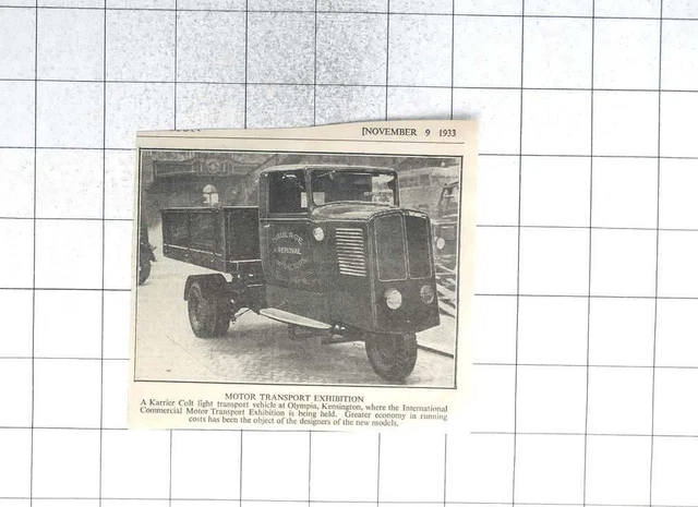 1933 A KARRIER Colt Light Transport Vehicle At Olympia Exhibition EUR 7 ...