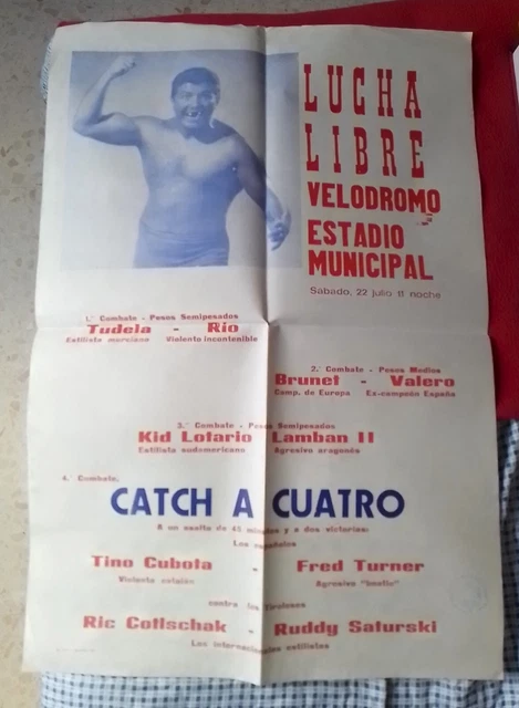 CARTEL POSTER LUCHA Libre Wrestling Velodromo Estadio Municipal Catch A Cuatro.. EUR 42,90 ...