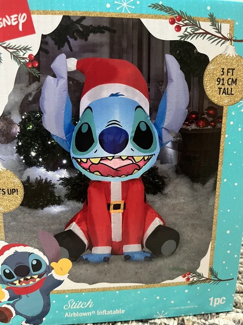 GEMMY DISNEY CHRISTMAS 3 Feet Stitch in Santa Suit Lights Up AirBlown ...