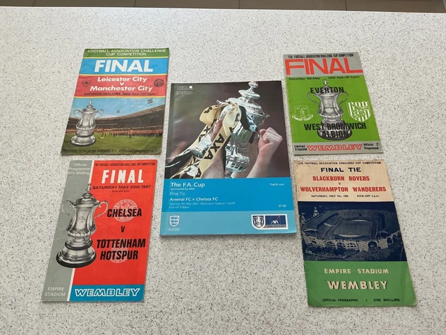 5 DIFFERENT FA Cup Final Programmes 1960, 1967, 1968, 1969 and 2002 £15 ...
