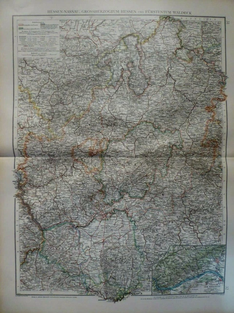 LANDKARTE HESSEN-NASSAU, GROSSHERZOGTUM Hessen, Waldeck, Velhagen & Klasing 1900 EUR 19,90 ...