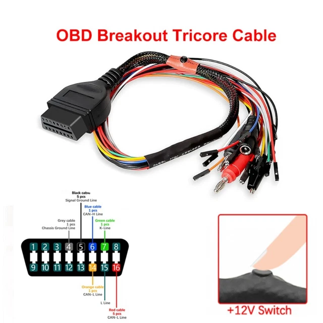 12V DIAGNOSTIC ADAPTER OBD ECU Pinout Cable Breakout Tricore Cable $16. ...