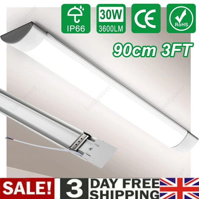 3FT LED STRIP Lights Batten Tube Light Office Shop Garage Ceiling Lamp ...