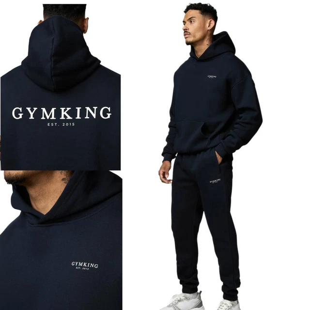 GYM KING MENS Oversize FULL TRACKSUIT Jogging Bottoms Hoodie Top ...