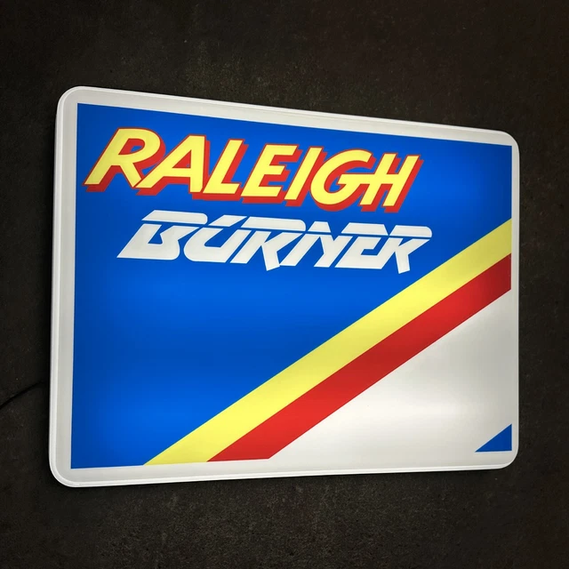 RALEIGH BURNER BMX Illuminated Led Lightbox Wall Garage Sign Chopper ...