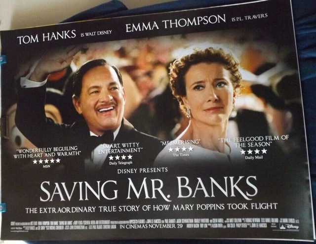 SAVING MR BANKS TOM HANKS EMMA THOMPSON ORIGINAL QUAD CINEMA POSTER b £ ...