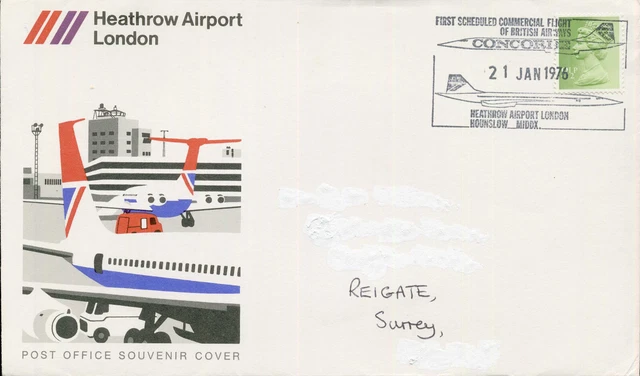 CONCORDE FIRST COMMERCIAL Flight 21 Jan 1976 Heathrow Airport London ...
