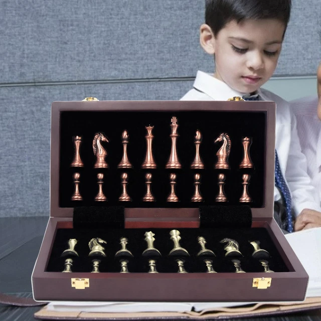METAL CHESS SET, 11.81\"x12.4\" Deluxe Folding, Queens Game £81.55 ...