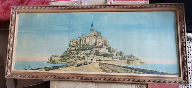 ANCIEN TABLEAU LE Mont Saint Michel Photo Panoramique Colorisée Des ...