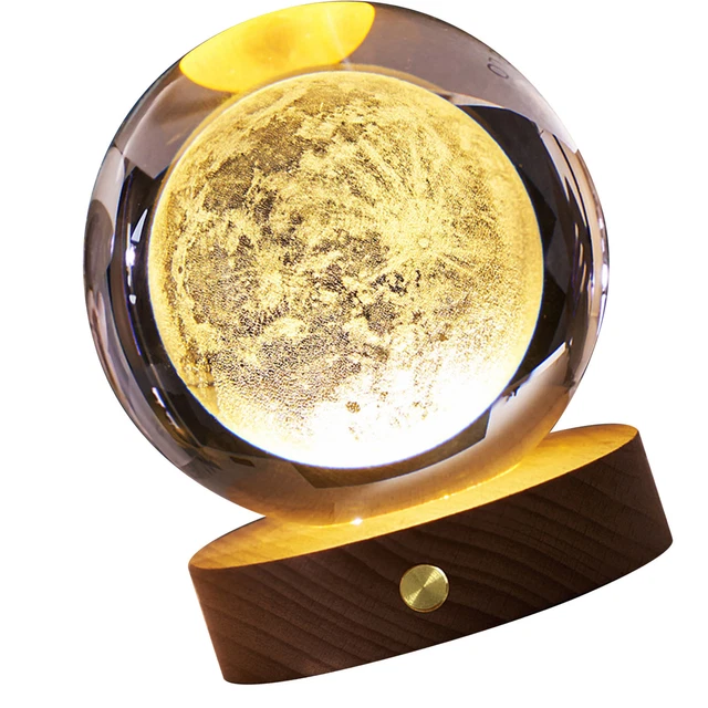 3D CRYSTAL BALL Night Light Rechargeable Battery Soft Light ...