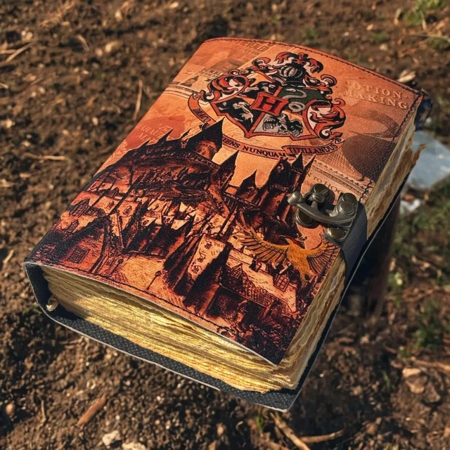 HARRY POTTER INSPIRED Leather Journal Blank Spell Book Wizard Magic ...