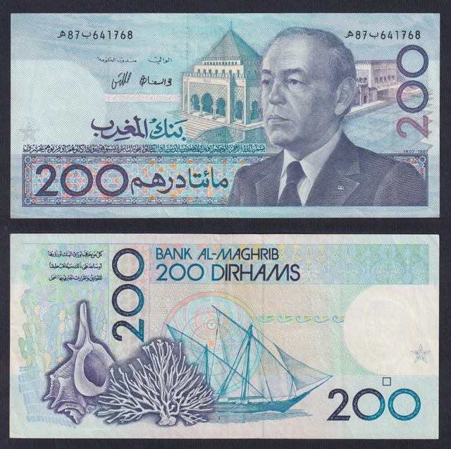 BILLET DU MAROC 200 DIRHAMS 1987 P.-66a SPL/XF EUR 47,24 - PicClick FR