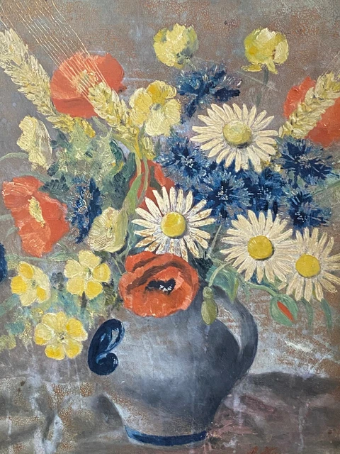 ÖLGEMÄLDE BLUMEN STILLLEBEN SIGNIERT HERMANN ABMESSUNGEN MIT RAHMEN 27x33cm EUR 31,49 - PicClick DE