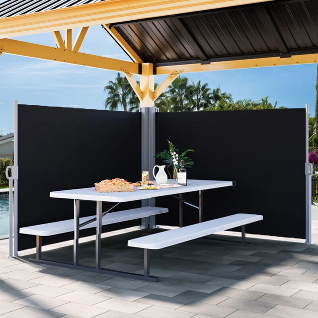 RETRACTABLE PATIO DOUBLE Side Awning,Folding Fence Patio Screen Outdoor ...