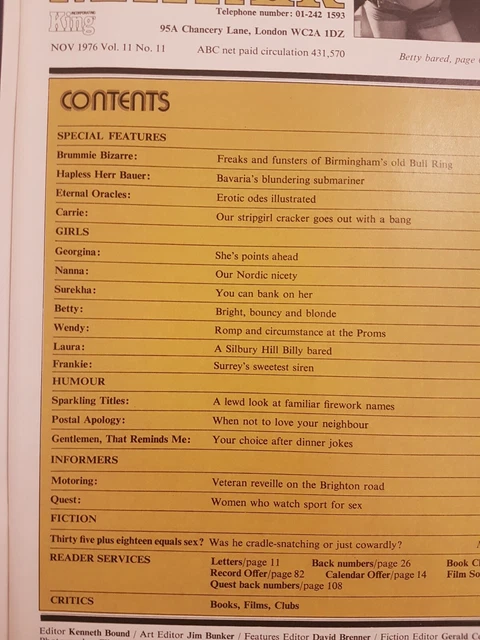 MAYFAIR MAGAZINE VOL.11 No.11 (1976) Georgina Henry,Nanna Berg,Surekha ...