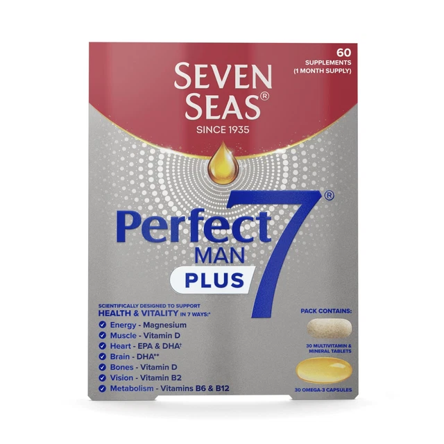 SEVEN SEAS PERFECT7 Man Plus Multivitamin With 1000 mg Fish Oil 60 High ...